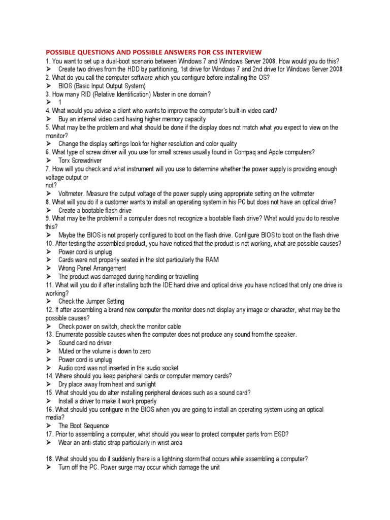 Possible Questions and Possible Answers For Css Interview | PDF ...
