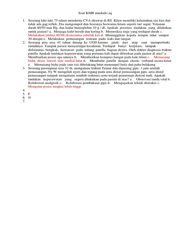 Soal KMB Muskulo | PDF | Kesehatan Holistik | Sains & Matematika