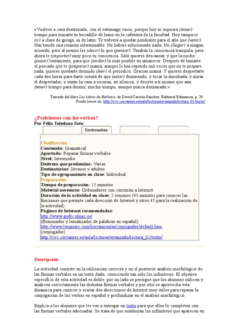 ¿Problemas Con Los Verbos | PDF | Verbo | Internet