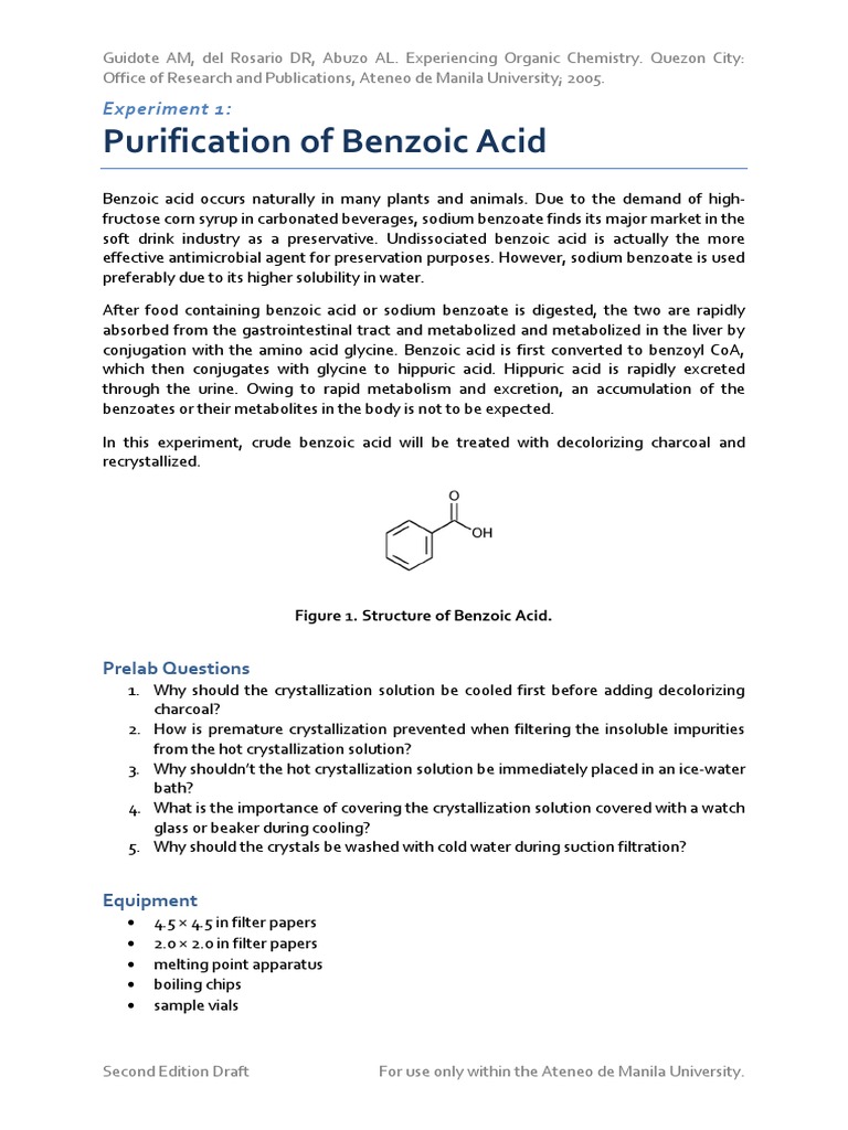 Benzoic Acid Recrystallization