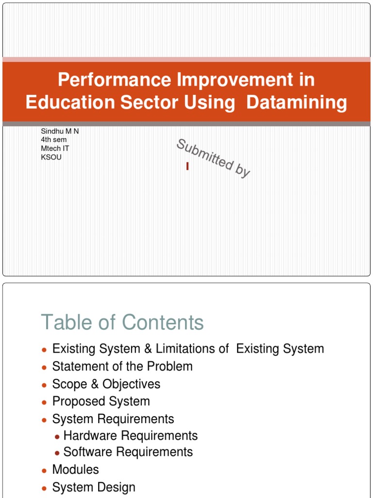 Performance Improvement in Education Sector Using Datamining | PDF | Data Mining | Statistical ...