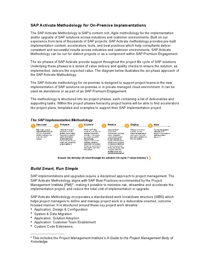 SAP Activate Methodology On-Premise General RFP | PDF | Project ...