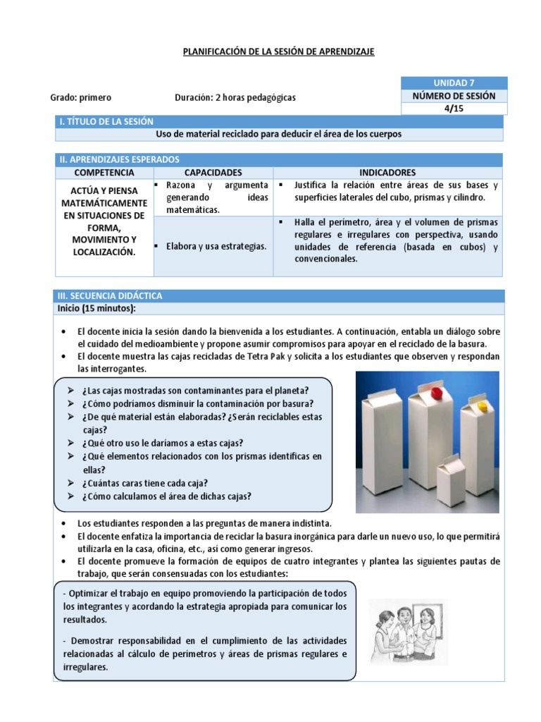 Mat1 U7 Sesion 04 | PDF | Volumen | Maestros