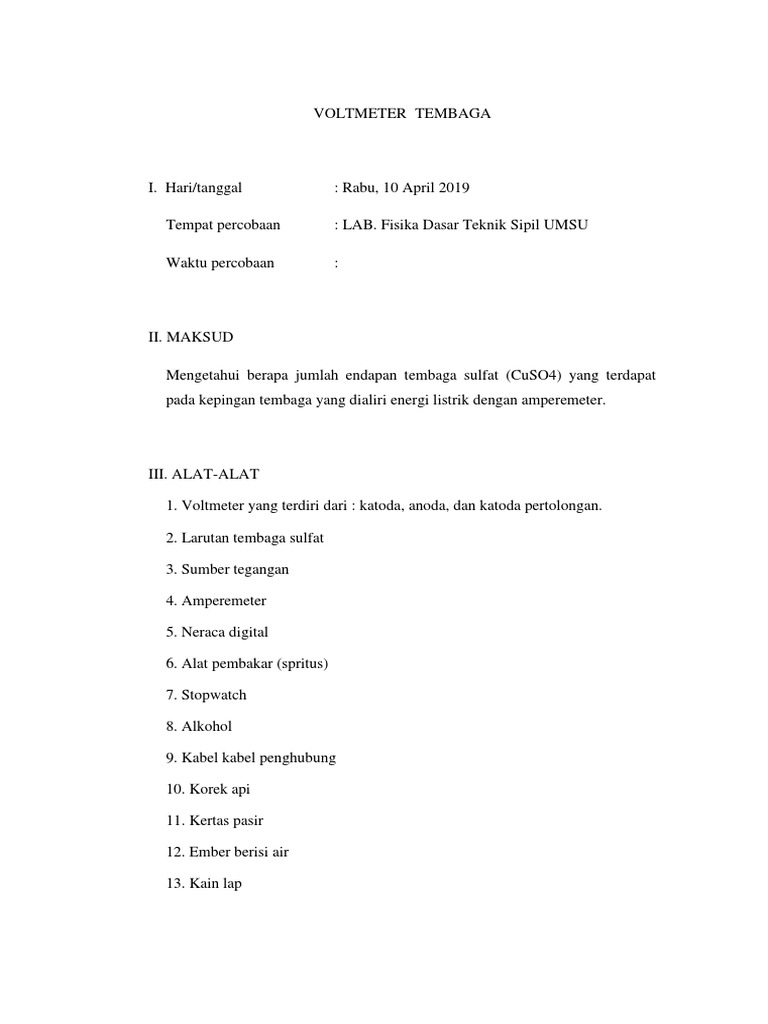 Voltmeter Tembaga | PDF | Sains & Matematika