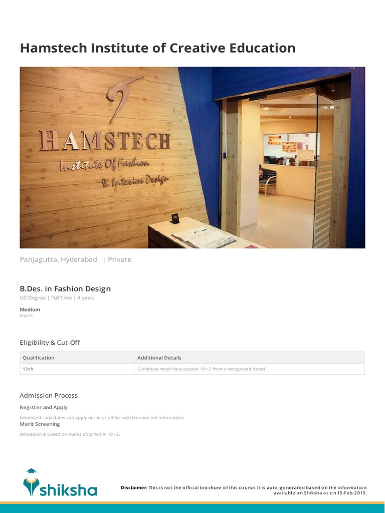 Hamstech Institute of Creative Education | PDF | Aesthetics | Design