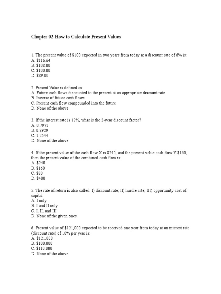 Chapter 02 How To Calculate Present Values | PDF | Net Present Value ...