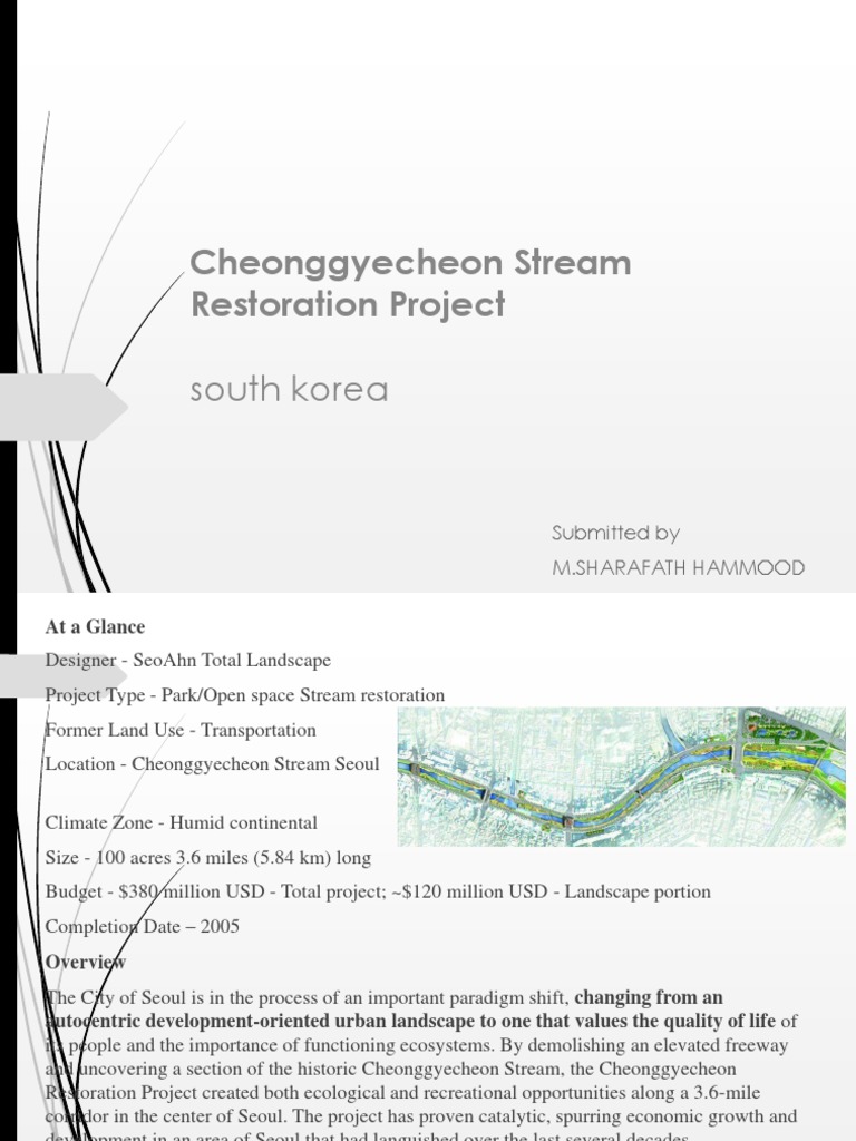 Cheonggyecheon Stream Restoration Project: South Korea | PDF ...