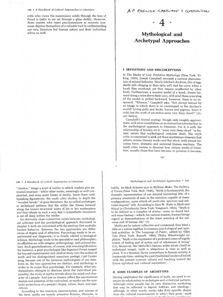 Mythological and Archetypal Approaches - Guerin Et Al | PDF