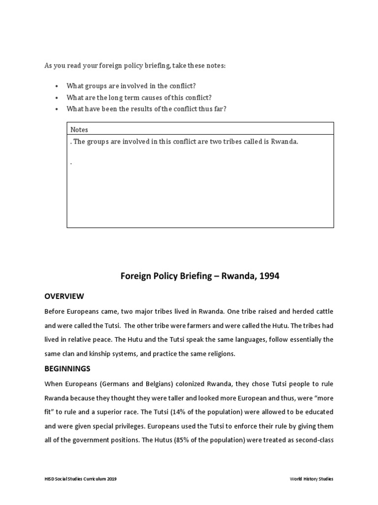 The Causes and Consequences of Genocide in Rwanda: A Call for ...