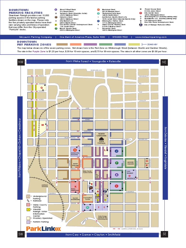 Downtown Raleigh Parking Map Guide | PDF | Raleigh
