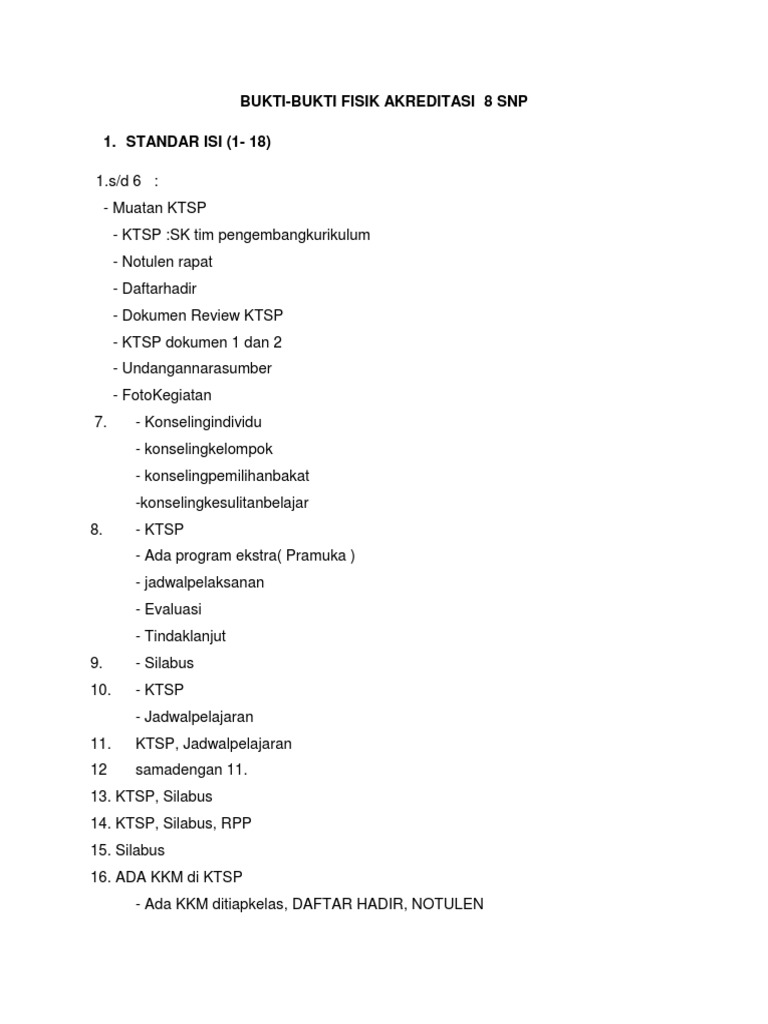 Bukti Fisik Eds 8 SNP | PDF