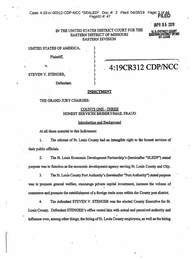 Indictment - Steve Stenger | PDF