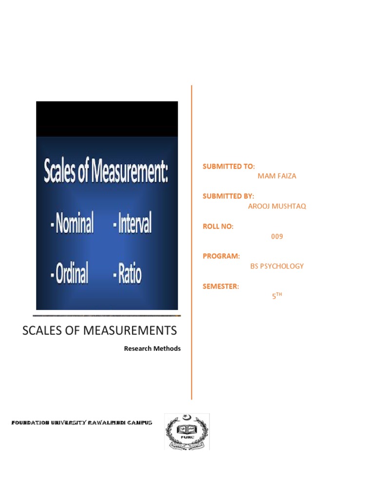 Scales of Measurements: Submitted To | PDF | Level Of Measurement ...