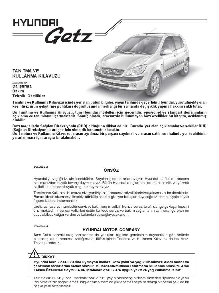 Getz Kullanma Kılavuzu PDF | PDF