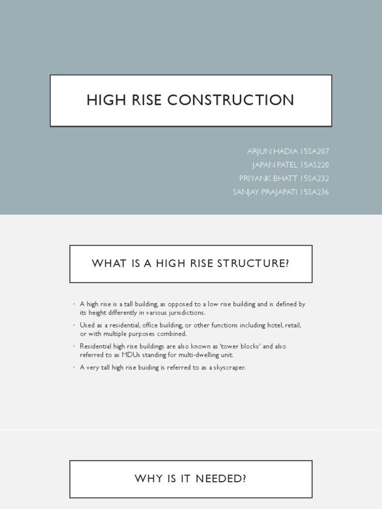 High Rise Construction | PDF | Framing (Construction) | Building