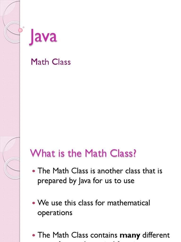 Math Class | PDF | Integer | Java (Programming Language)