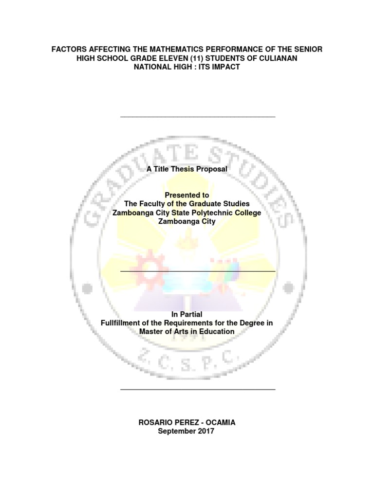 Joanes Thesis On Factors Affecting Math Performance | PDF ...