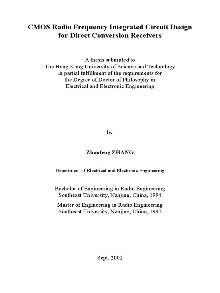 CMOS Radio Frequency Integrated Circuit Design For Direct Conversion ...