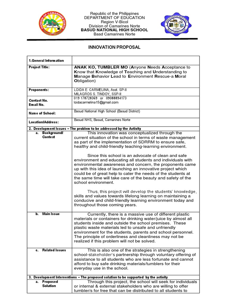 Innovation Proposal | PDF | Environmentalism | Volunteering