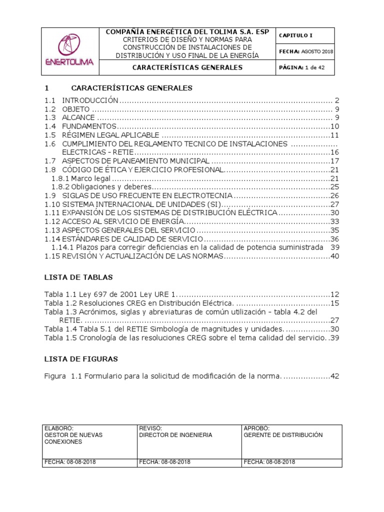 Caracteristicas - Generales Enertolima PDF | PDF | Distribución de ...