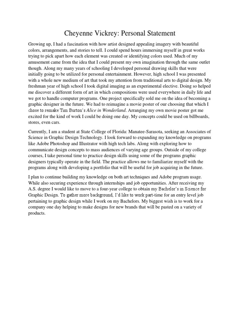 Personal Statement | PDF | Graphic Design | Communication