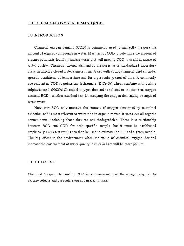 The Chemical Oxygen Demand (Cod) | PDF | Chemical Compounds | Materials