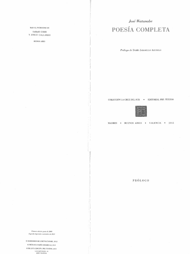 Poesia Completa Jose Watanabe PDF | PDF