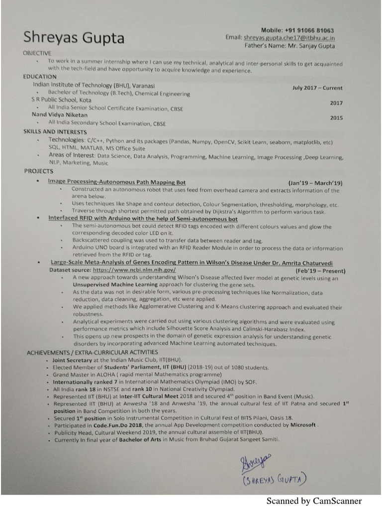 CV Shreyas Gupta | PDF