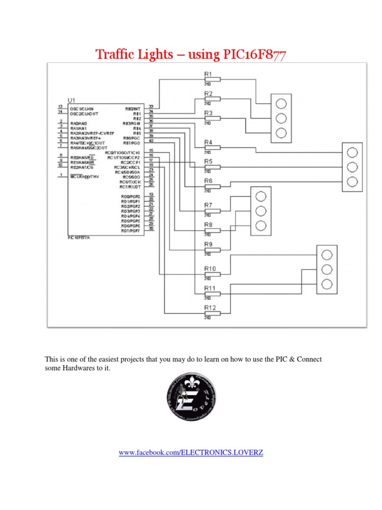 Traffic Lights - Using PIC16F877 | PDF