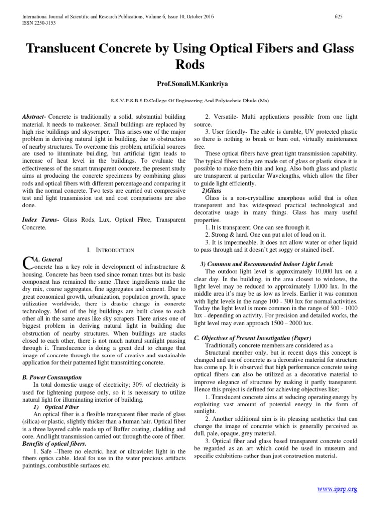 Translucent Concrete by Using Optical Fi PDF | PDF | Optical Fiber ...