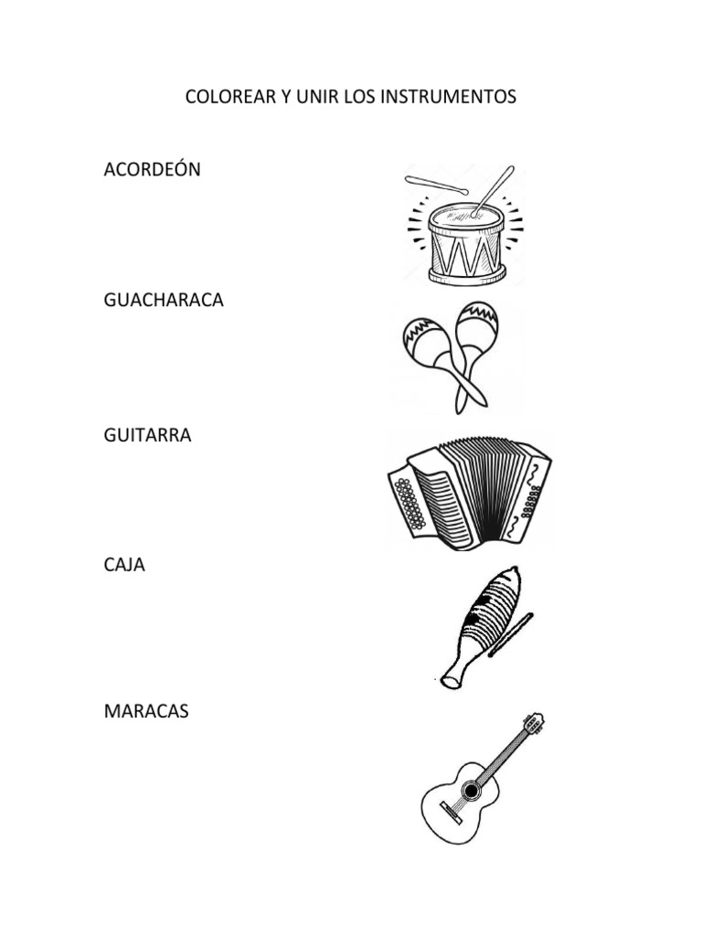 Colorear y Unir Los Instrumentos | PDF
