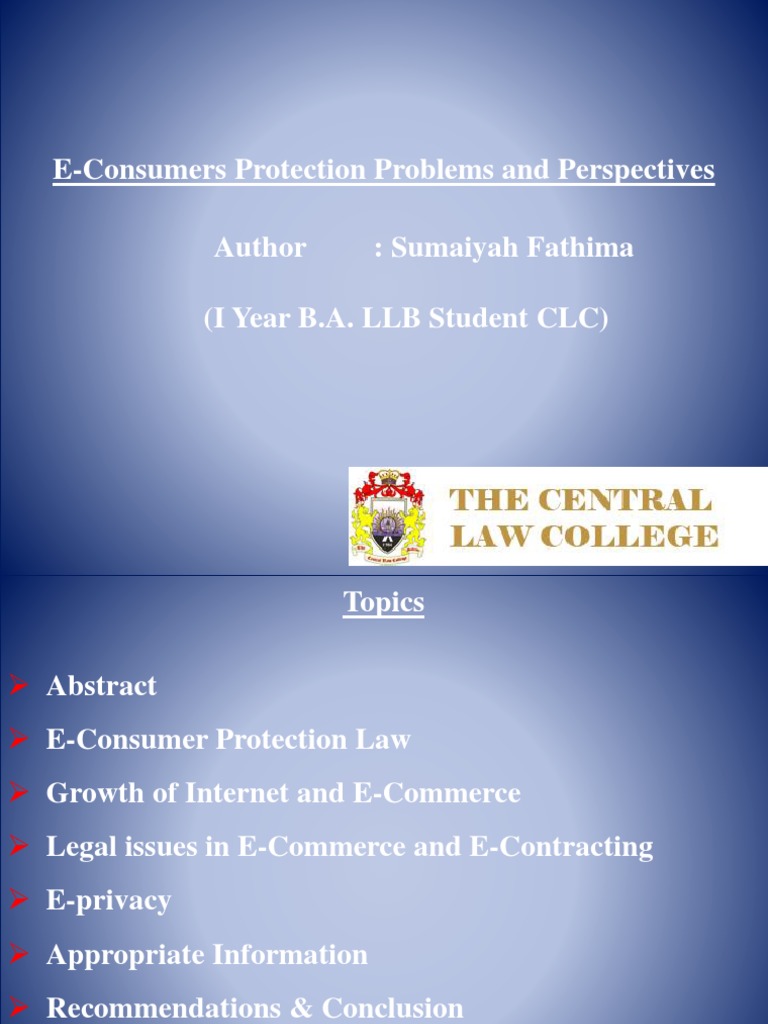 E-Consumer Protection Presentation | PDF | E Commerce | Online Shopping