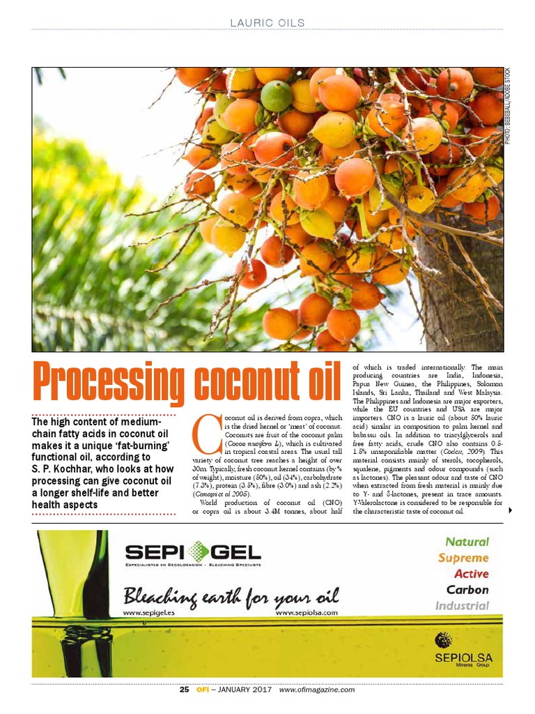 Coconut Oil Processing | PDF | Coconut Oil | Chemistry