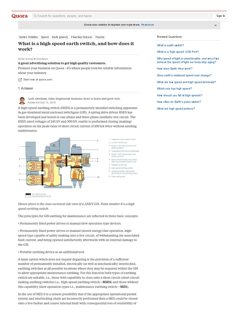 High-Speed Earthing Switch Overview | PDF | Switch | Manufactured Goods