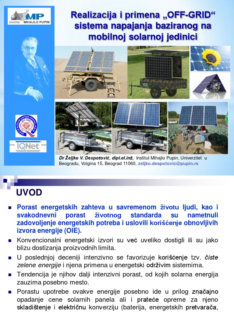 Realizacija I Primena Mobilnih OFF-GRID Solarnih Napajanja PDF | PDF