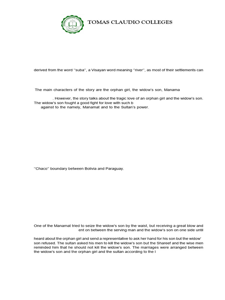 The Orphan Girl: A Subanon Folktale | PDF | Social Science | General ...