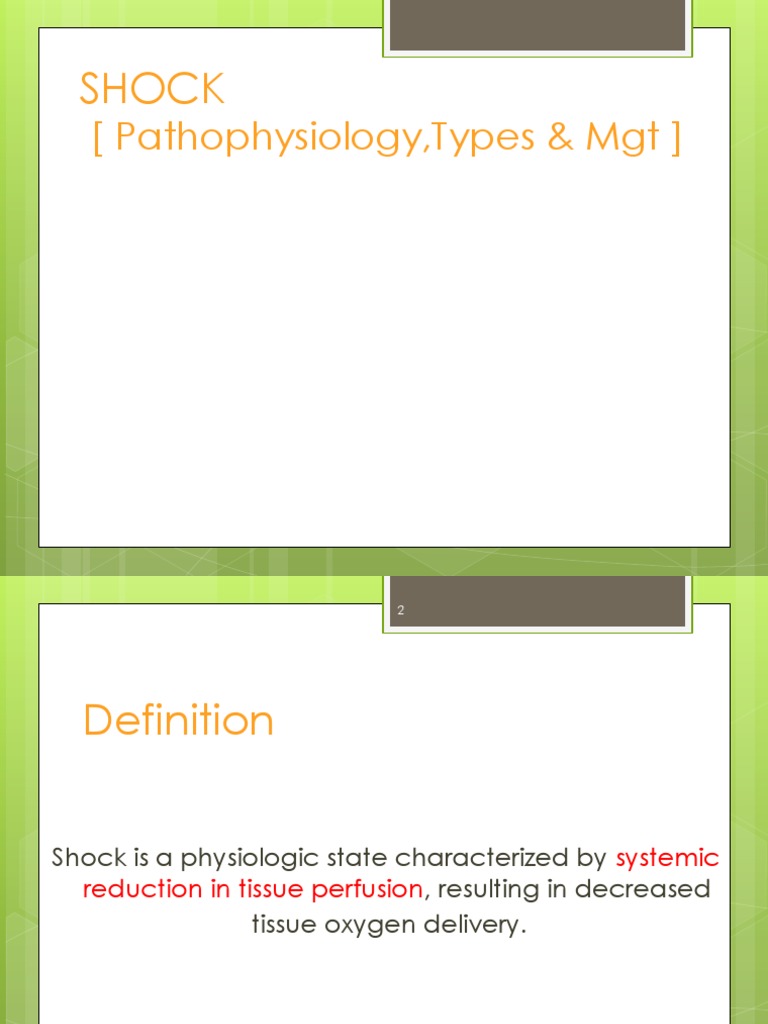 Shock: (Pathophysiology, Types & MGT) | Download Free PDF | Shock ...