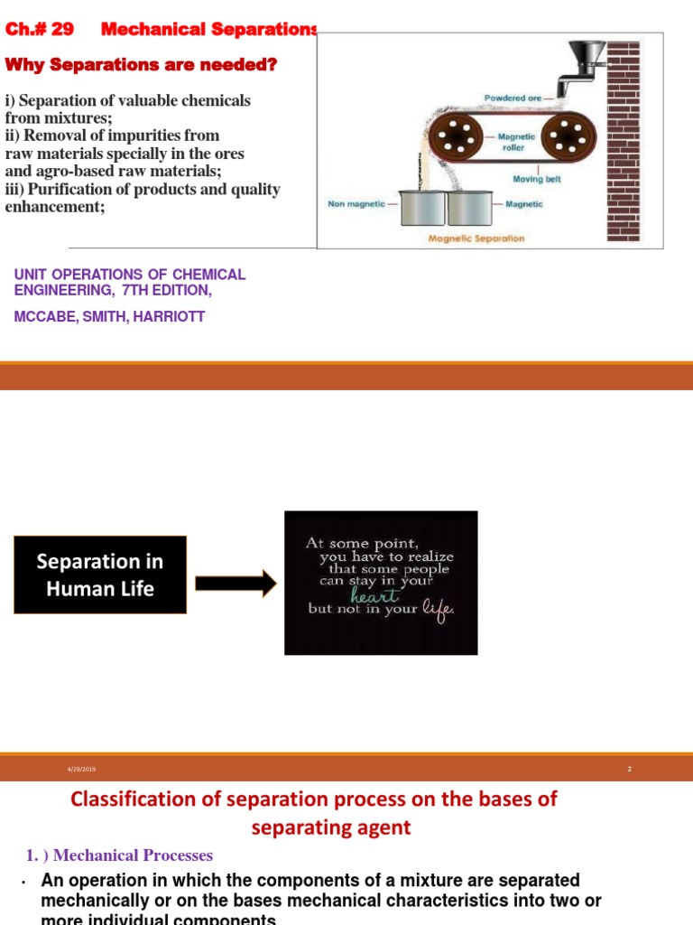 Chapter 29 Mechanical Separations 2018 | PDF | Filtration | Chemical ...