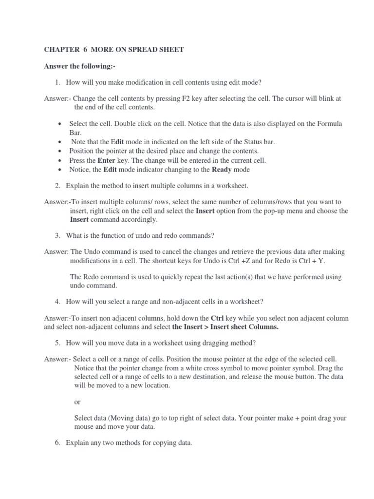 Spreadsheet Editing Basics | PDF | Human–Computer Interaction | Computing
