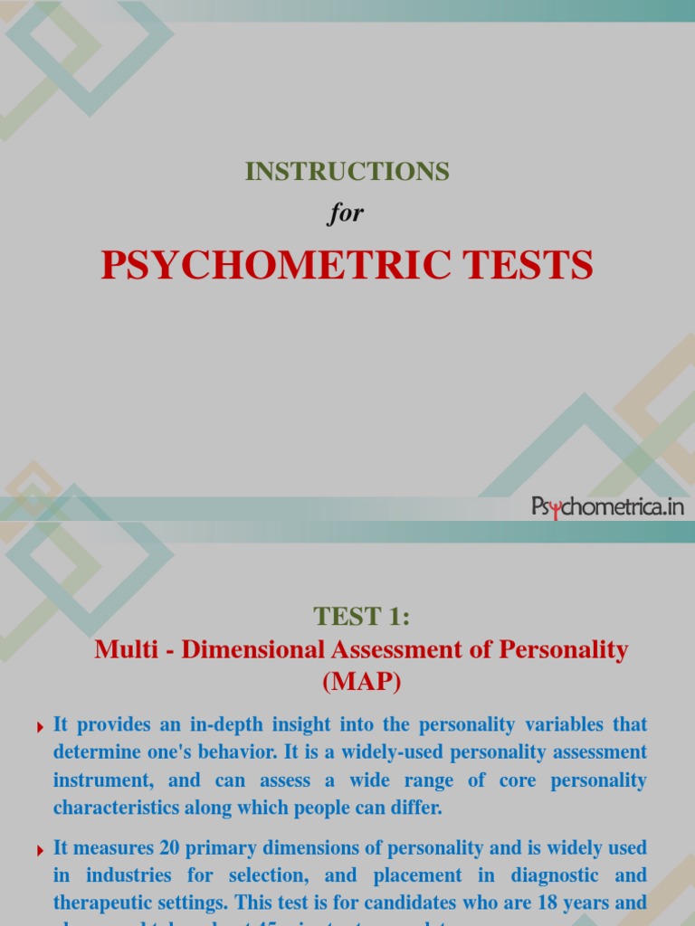 Psychometric Tests: Instructions | PDF | Memory | Applied Psychology