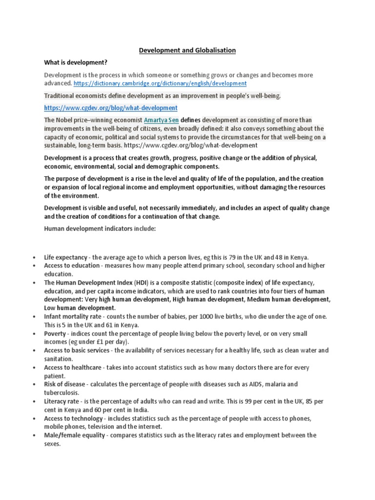 Development and Globalisation | Download Free PDF | Human Development ...