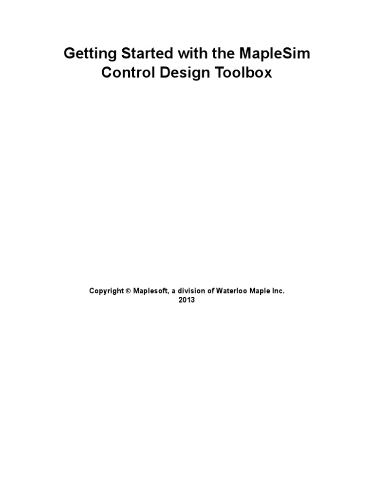 MapleSim Control Design Getting Started Guide PDF | PDF | Control Theory | Applied Mathematics