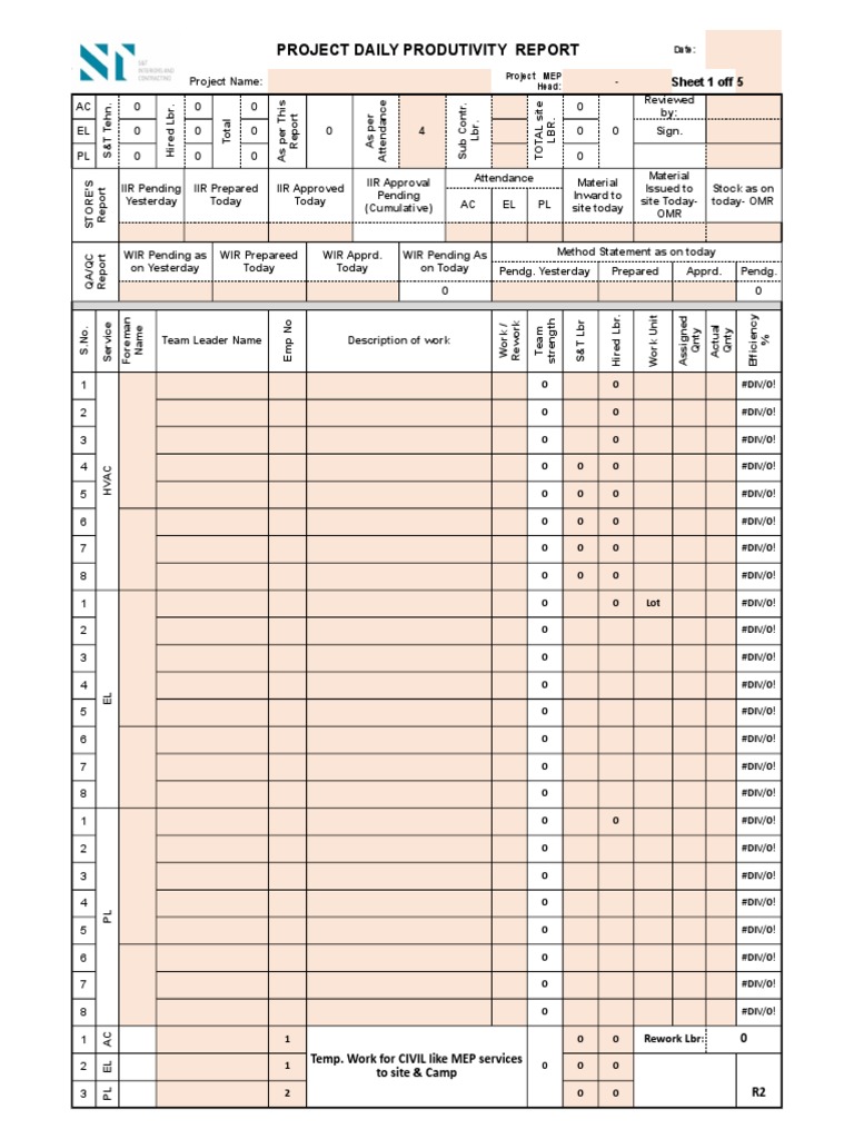 MEP Productivity Report Format | PDF | Nature