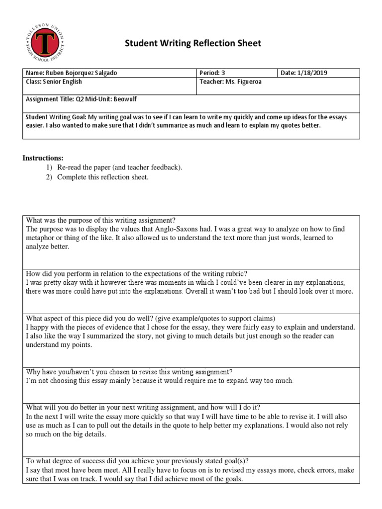 q2 Mu Senior Portfolio Reflection | PDF