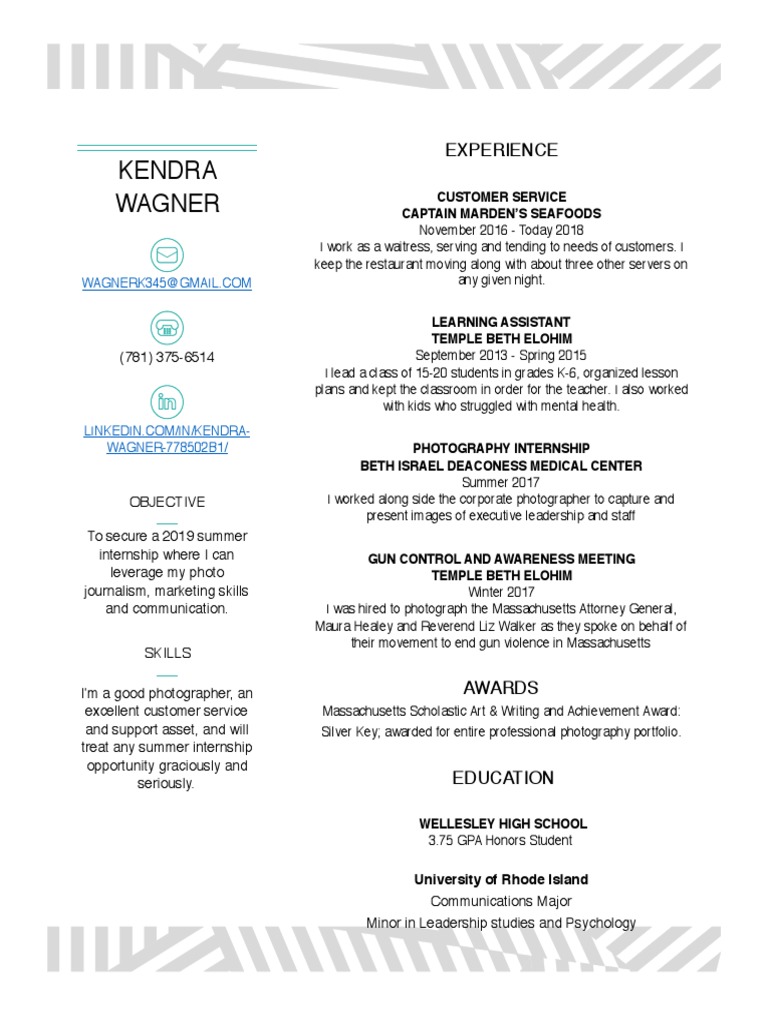 Kendra Wagner: Experience | PDF | Behavior Modification | Learning