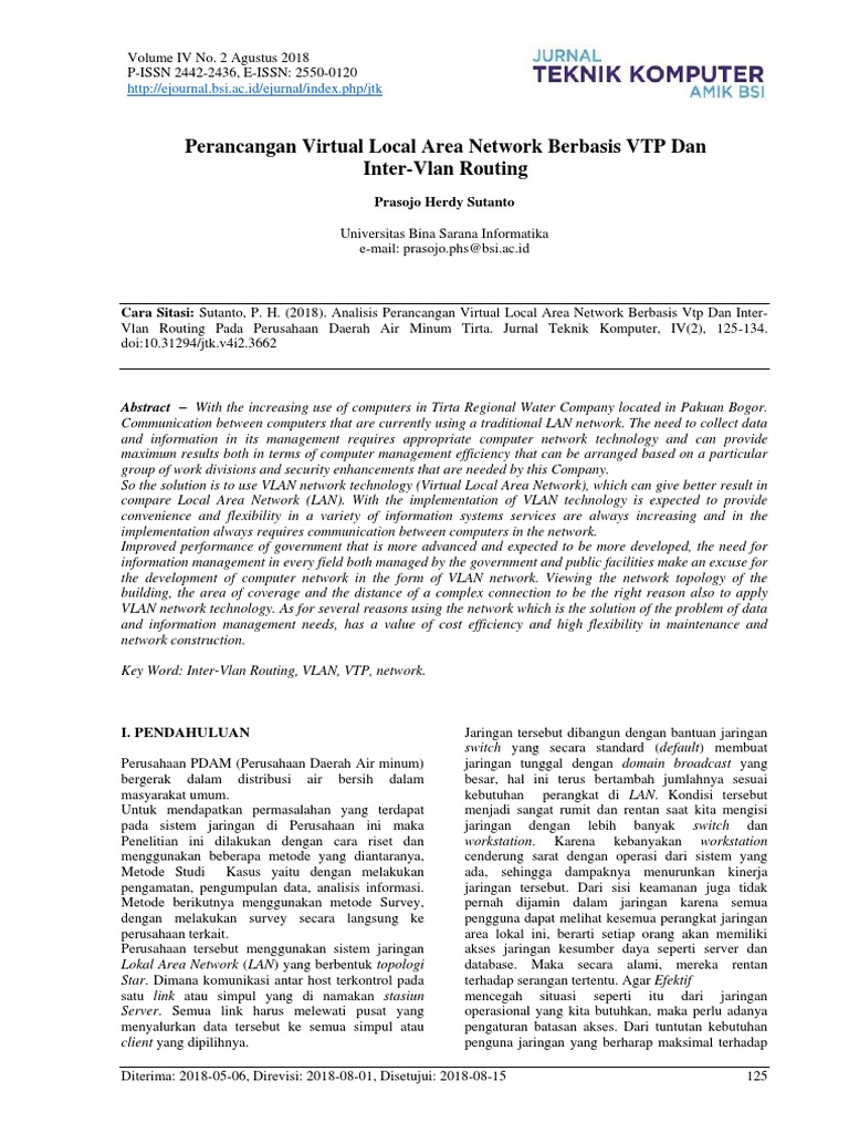 Perancangan Virtual Local Area Network Berbasis VTP Dan Inter-Vlan Routing | Download Free PDF ...