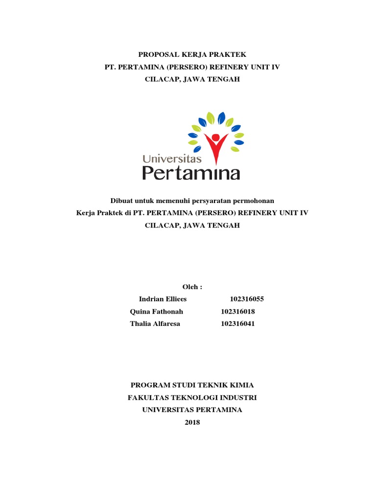PROPOSAL KERJA PRAKTIK DI PT PERTAMINA REFINERY UNIT IV CILACAP | PDF