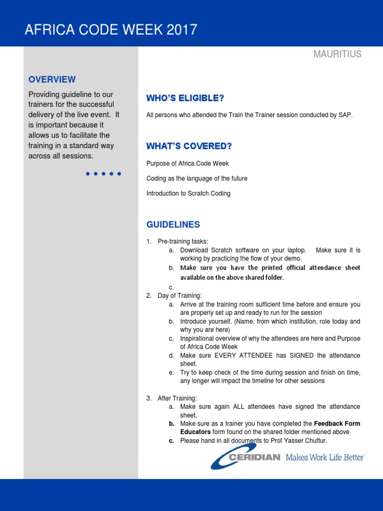Africa Code Week 2017: Who'S Eligible? | PDF | Computing | Software