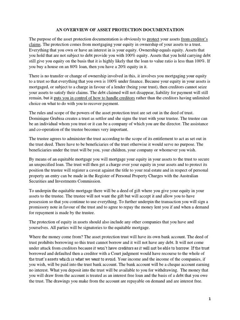 An Overview of Asset Protection Documentation | Download Free PDF ...