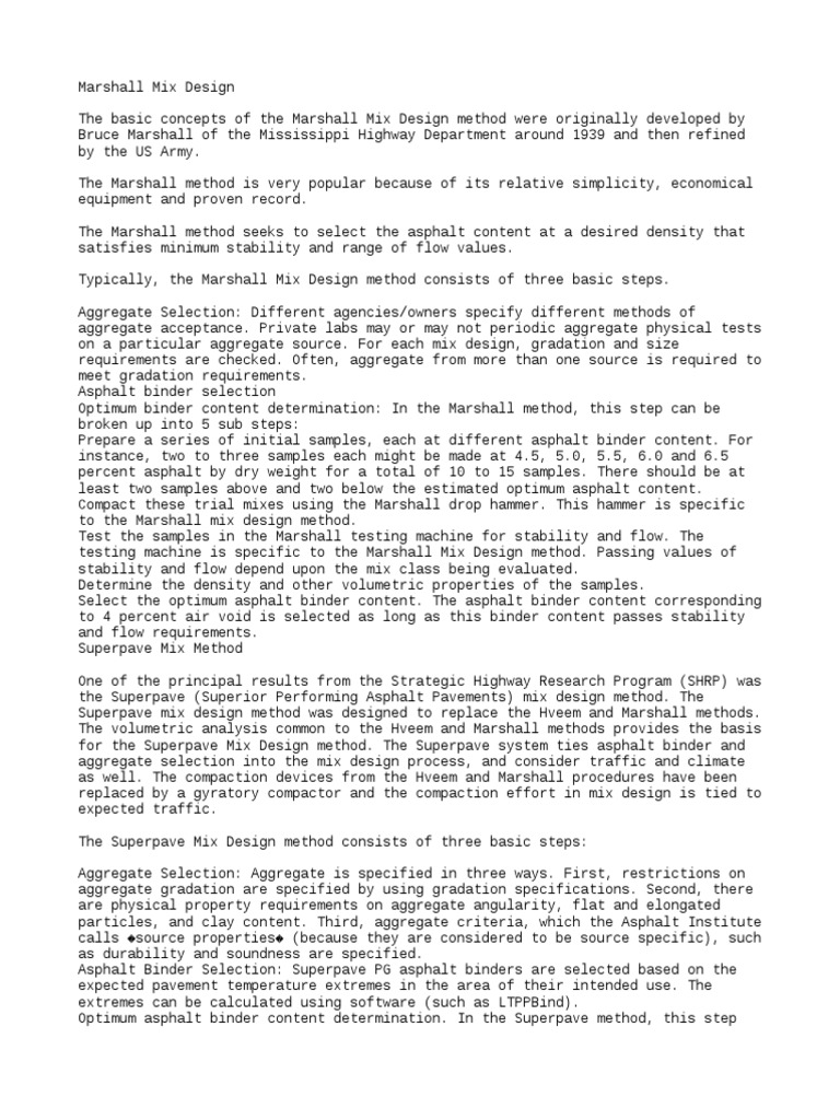 Marshall vs. Superpave Mix Design Guide | PDF | Road Surface | Asphalt